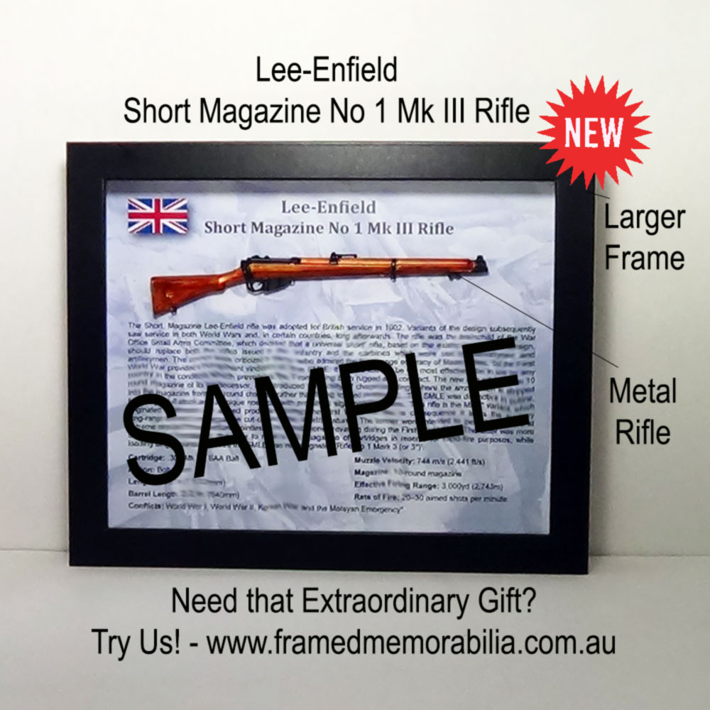Lee Enfield Short Magazine No 1 Mk III Rifle Framed Display