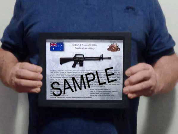 - M16 Assault Rifle, Australian Army Framed for Display